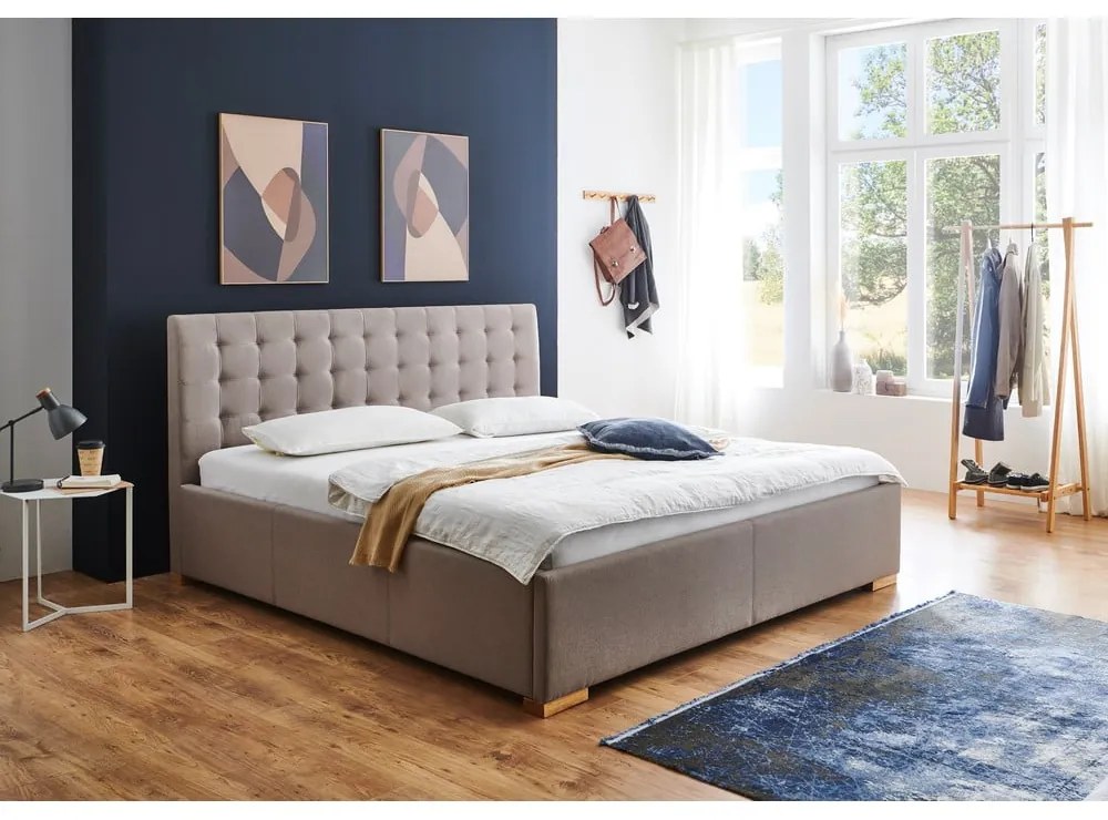 Šedohnědá čalouněná dvoulůžková postel 180x200 cm Malia – Meise Möbel