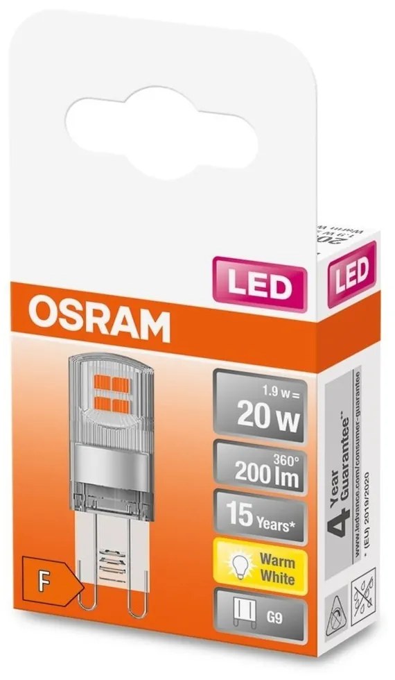 LED speciální žárovka G9 1,9 W PIN, teplá bílá