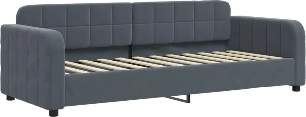 Válenda s přistýlkou a matracemi tmavě šedá 80 x 200 cm samet 3196947