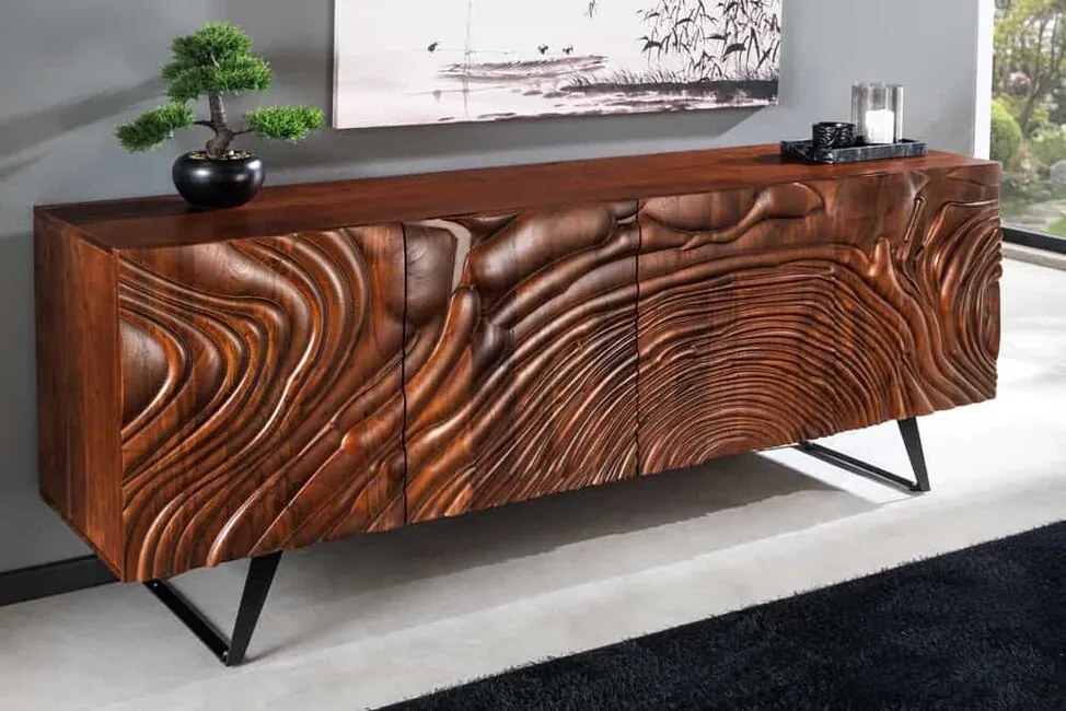 Luxusní 3D komoda Cove z akáciového masivu 175cm