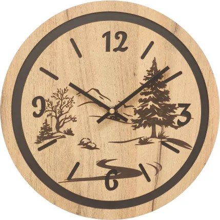 Dřevěné nástěnné hodiny s motivem lesa - moderní design | SENTOP HDF0608-čiene-ruky