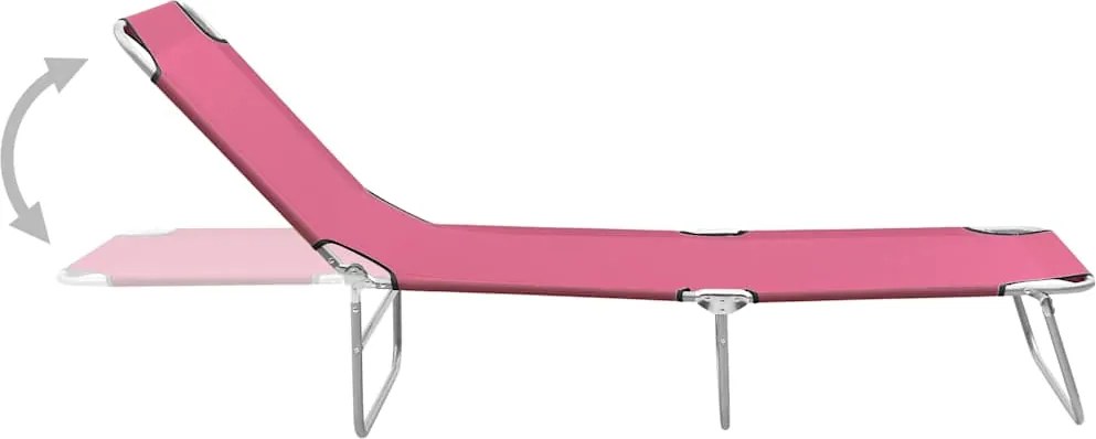 Skládací zahradní lehátko ocel a textil růžové 310330