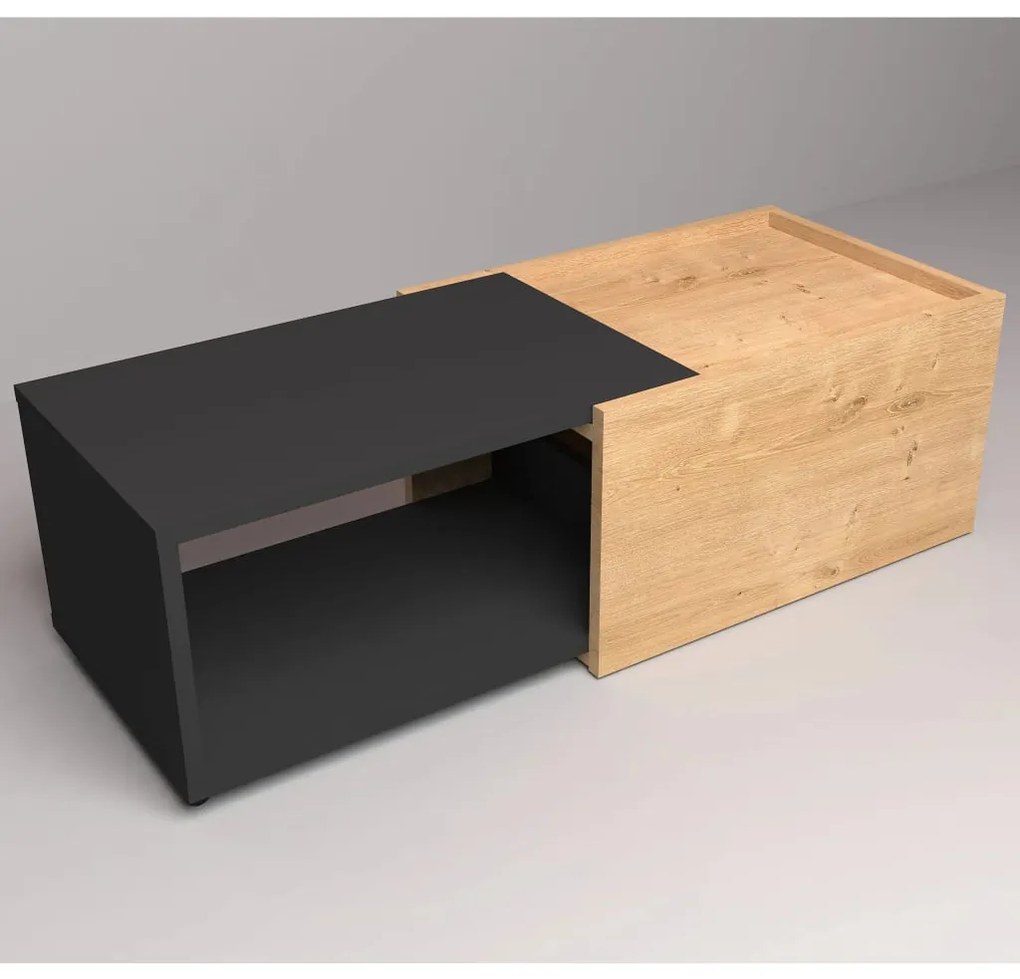 FMD Výsuvný konferenční stolek dub artisan a černý - Default Title