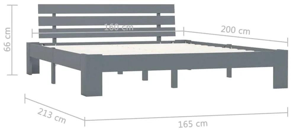 Petromila Rám postele šedý masivní borovice 160 x 200 cm