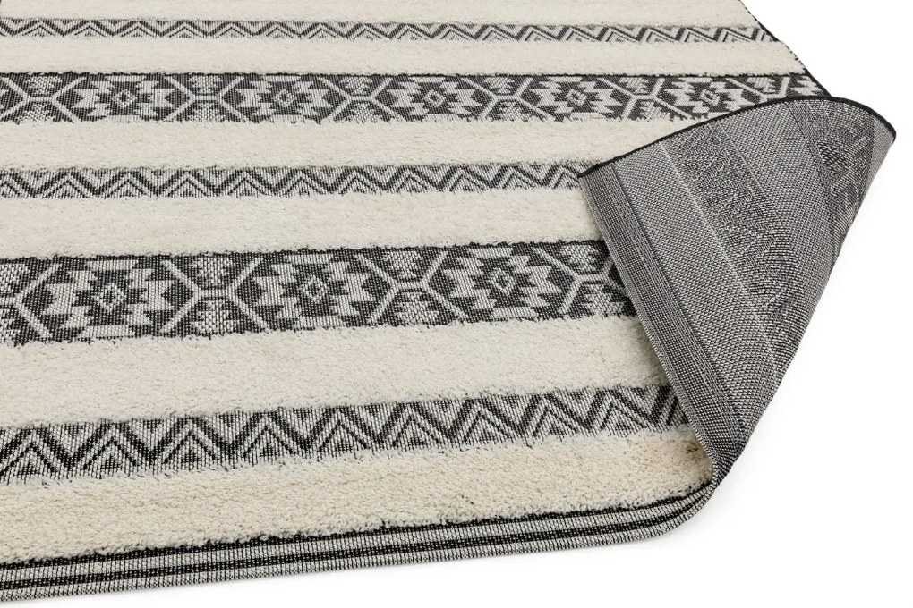 Tribeca Design Kusový koberec Mola Black/Cream Stripe Rozměry: 80x150 cm