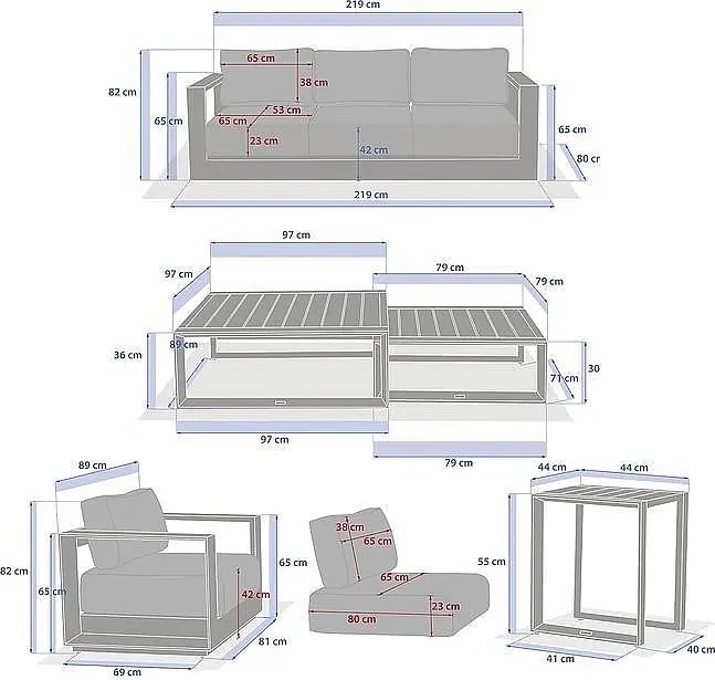 Hliníková sestava pro 7 osob MADRID (cappuccino)