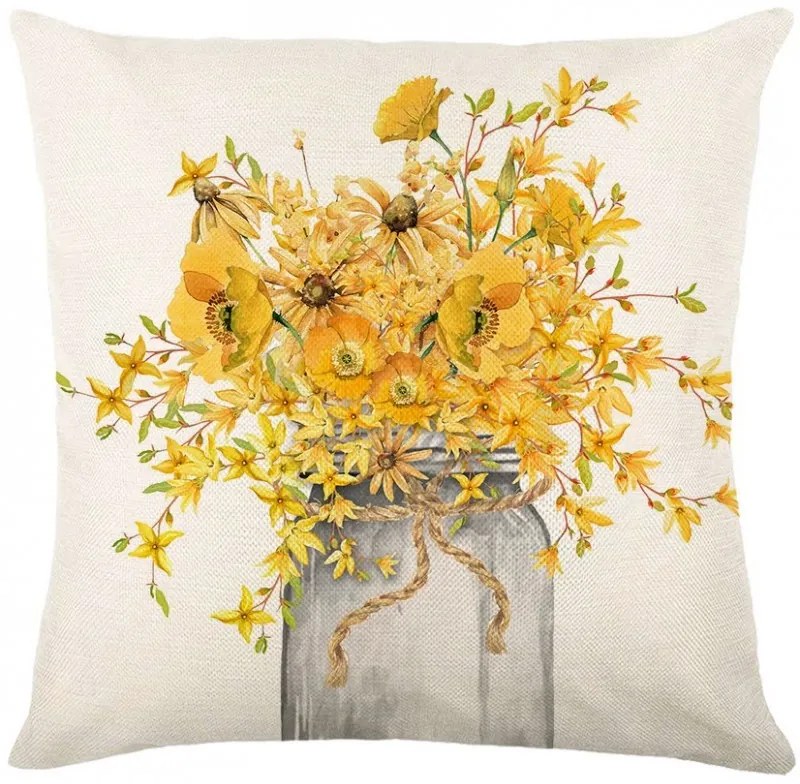 Lněný povlak na polštář BLOSSURA 45x45 cm, krémový
