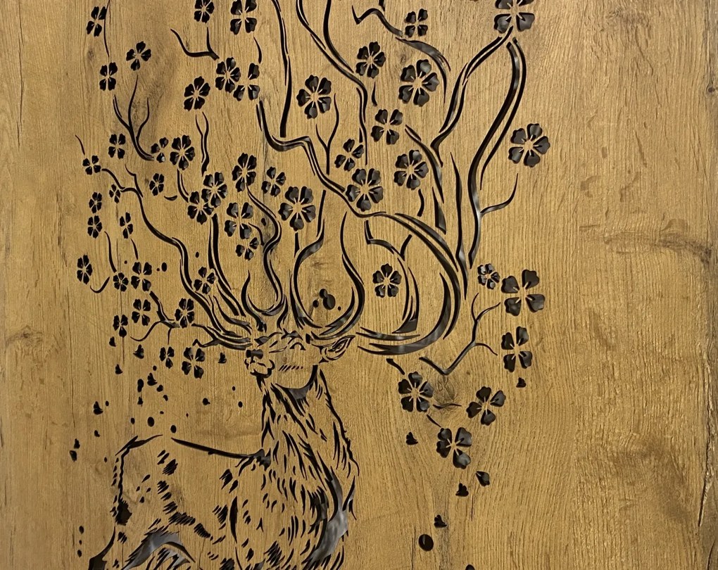Li-Go "Jelen" světelný obraz 230V 70x100 cm provedení povrchu: dub světlý