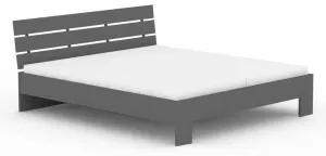 Manželská postel REA Nasťa 180x200cm - graphite, 1. pás čela 17505 - plum, 2. pás čela v barvě postele, 3. pás čela v barvě postele