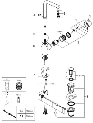 GROHE 23739002 - Umyvadlová baterie CONCETTO 291 mm lesklý chrom