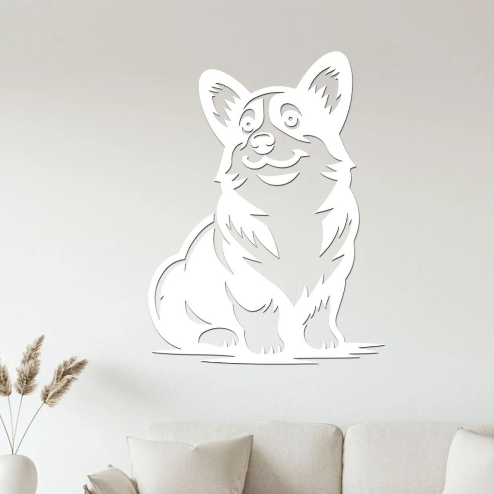 dřevo života Dřevěný obraz sedící Corgi Zvolte rozměr (cm): 30x40, Zvolte barvu dekoru: Ořech
