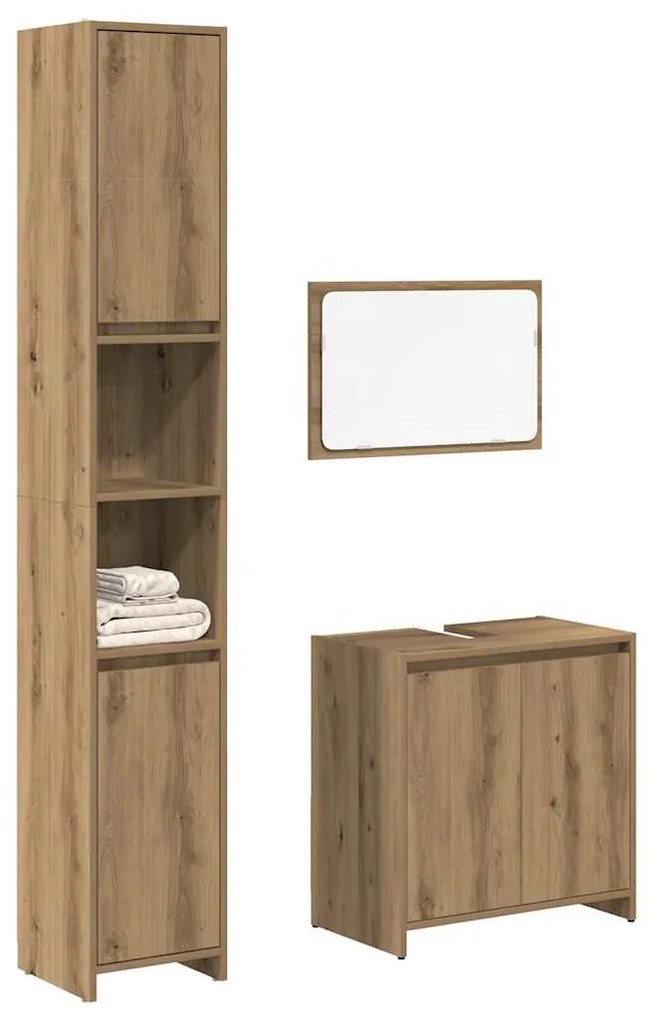 3dílná koupelnová sestava dub artisan kompozitní dřevo 3328566