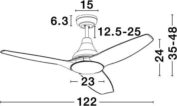 NV 5267301 Stropní ventilátor se světlem SAMOA tělo z oceli matná bílá a sklo 3ABS LED 18W 3000K - NOVA LUCE