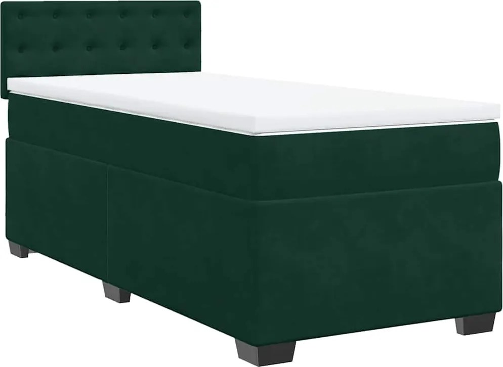 Box spring postel s matrací tmavě zelená 90x190 cm samet 3288489