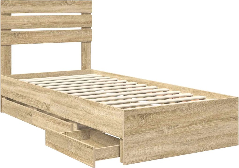 Rám postele s čelo Sonoma dub 100 x 200 cm Inženýrské dřevo 3411525