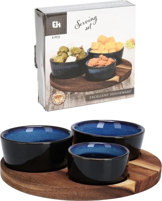 Servírovací set 3+1 v modrém provedení 20 × 20 cm