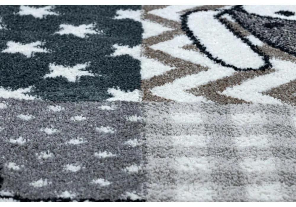 Dětský kusový koberec Zvířátka šedý 180x270cm