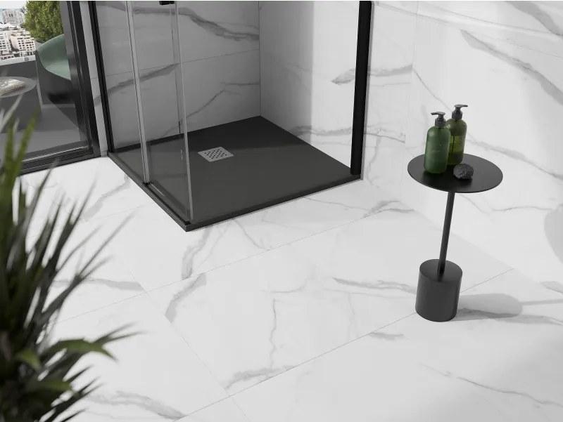 Mexen Stone+, čtvercová vanička z minerálního kompozitu 70 x 70 cm, antracitová, 44717070
