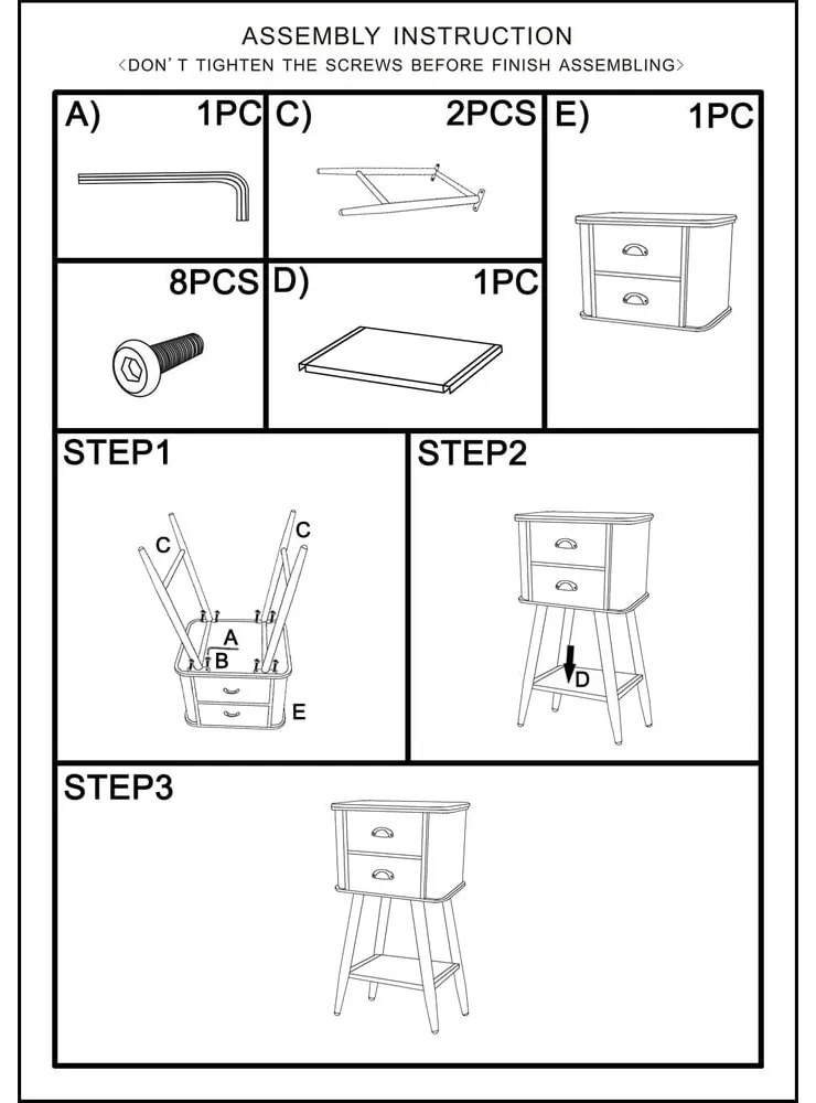 Noční stolek Mauro Ferretti Bronx, výška 72,5 cm