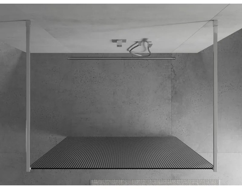Mexen Kioto, sprchová zástěna Walk-In 100 x 200 cm, 8mm sklo s žebrovým vzorem, chromový profil, 800-100-002-01-09