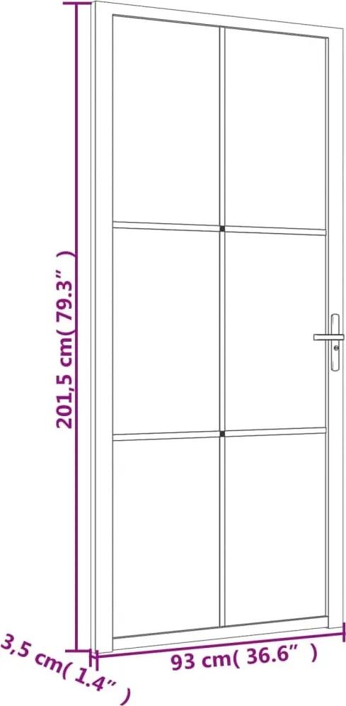vidaXL Interiérové dveře 93 x 201,5 cm bílé ESG sklo a hliník [350582] Barva: Bílá a průhledná