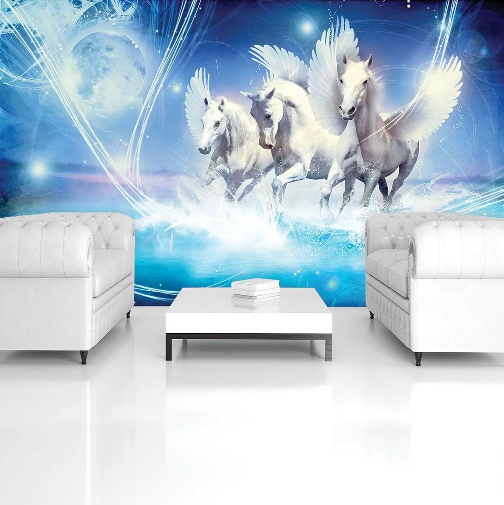 Fototapeta - Pegasus na modrém pozadí (152,5x104 cm)