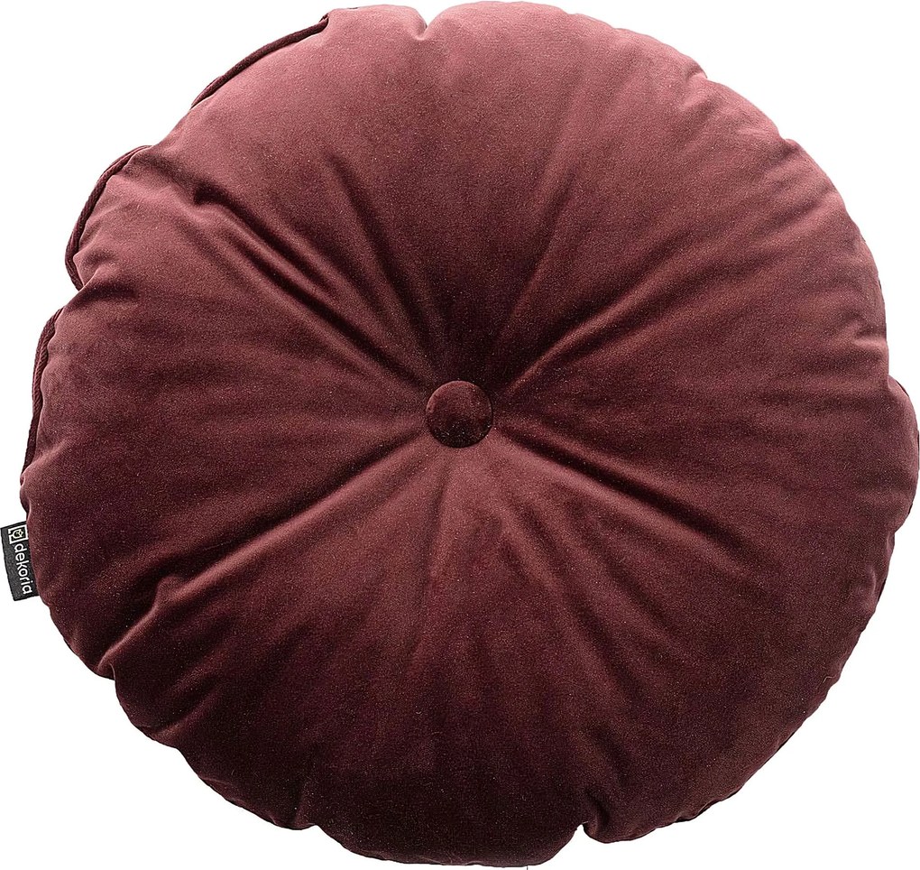 Sametový polštář s knoflíkem barva červená látka lesklé, sametová