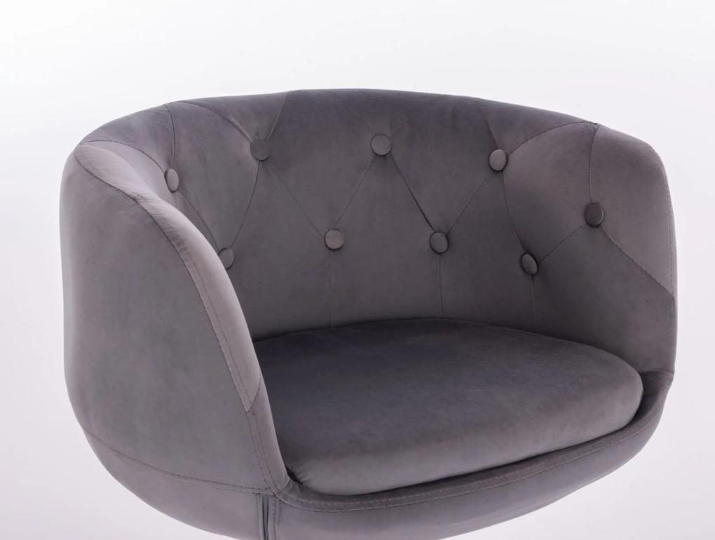 LuxuryForm Barová židle MONTANA VELUR na černé podstavě - šedá