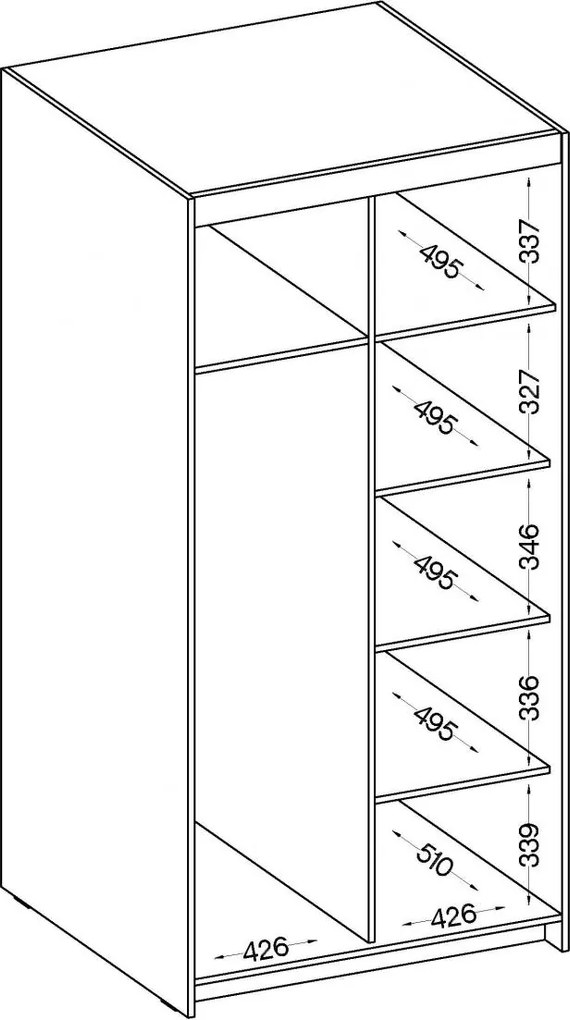 FALCO Šatní skříň Enja 2D/2 se zrcadlem Odstín: Písková béžová