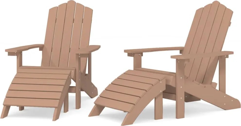 Zahradní křesla Adirondack 2 ks s podnožkami HDPE hnědá 3095698
