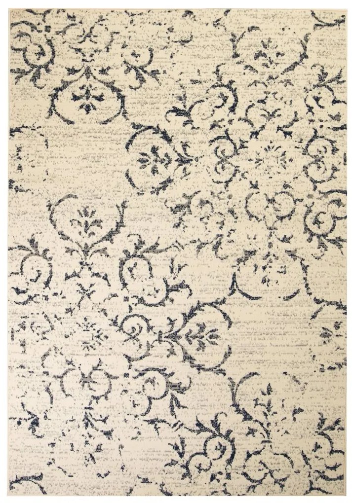 Moderní koberec s květinovým vzorem - béžovo-modrý | 160x230 cm