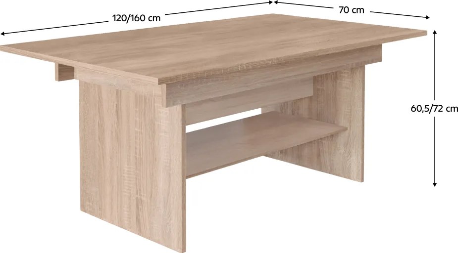 Kondela Jídelní/konferenční rozkládací stůl, dub sonoma, 120/160x70 cm, LAVKO NEW