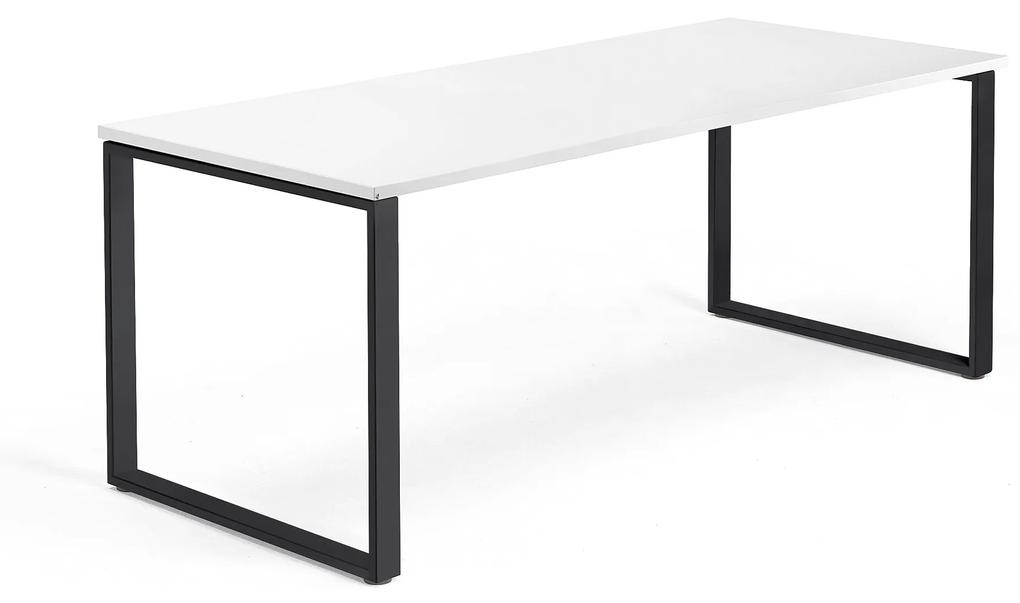 AJ Produkty Psací stůl MODULUS, O-podnož, 1800x800 mm, černý rám, bílá