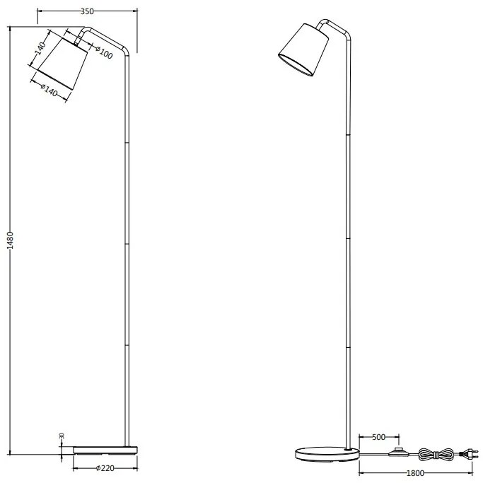 Stojací lampa Buddy, bílá