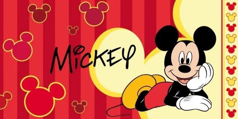 FARO Osuška licenční Mickey Mouse červené proužky 70x140