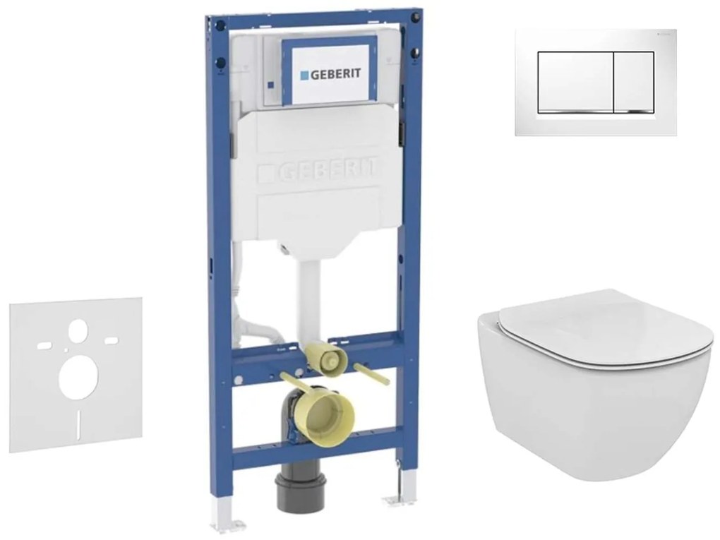 Geberit Duofix - Set předstěnové instalace, klozetu Tesi a sedátka softclose, tlačítko Sigma20, bílá/lesklý chrom SANI11CD3136