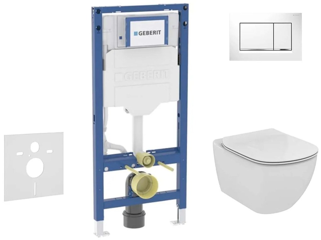 Geberit Duofix - Set předstěnové instalace, klozetu Tesi a sedátka softclose, tlačítko Sigma20, bílá/lesklý chrom SANI11CD3136