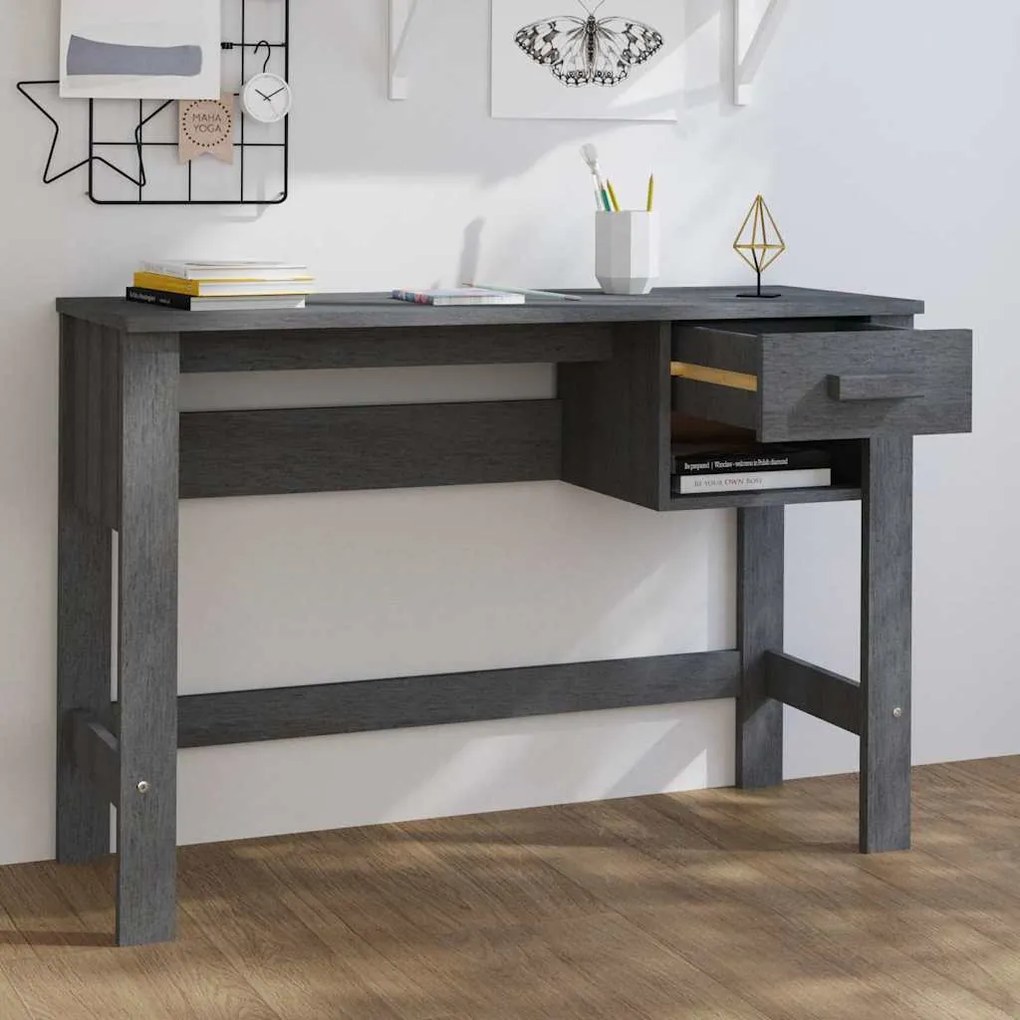 Psací stůl HAMAR tmavě šedý 110 x 40 x 75 cm masivní borovice 340458