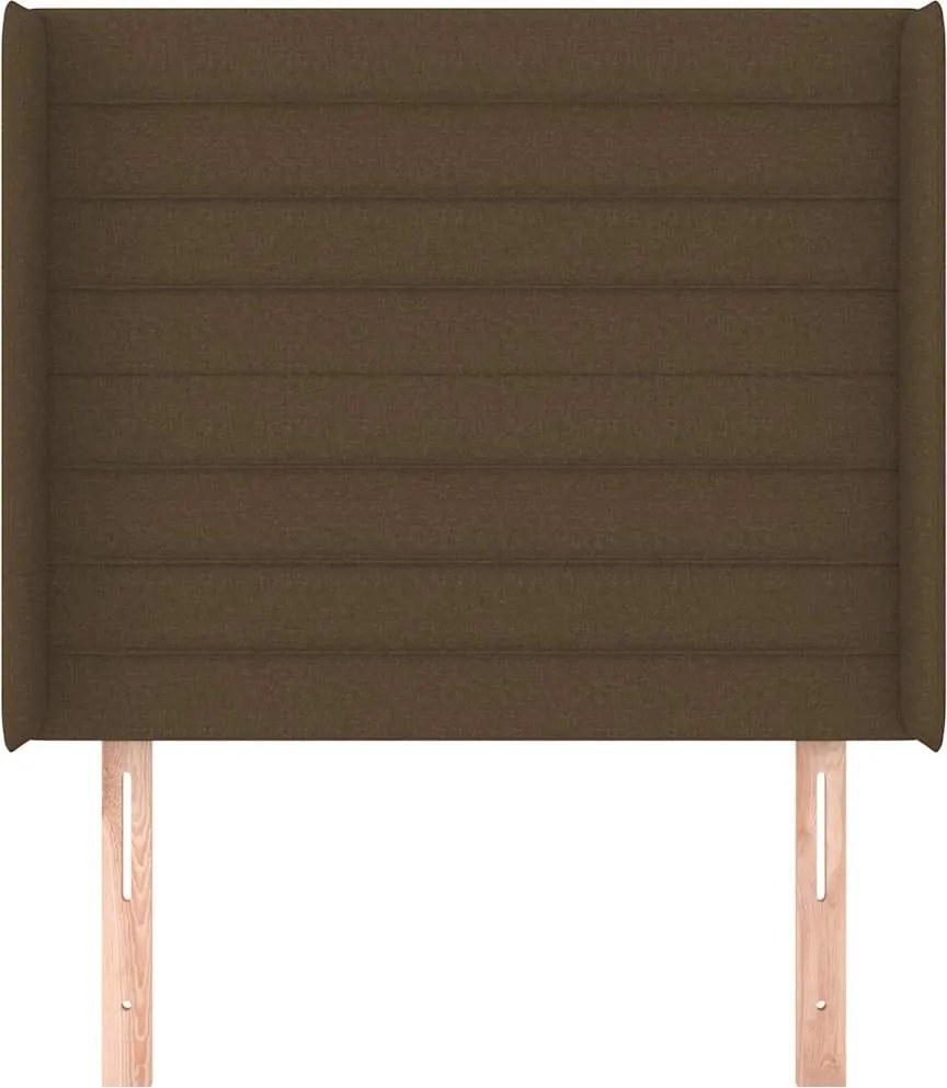 Čelo postele typu ušák tmavě hnědé 83x16x118/128 cm textil 3119697