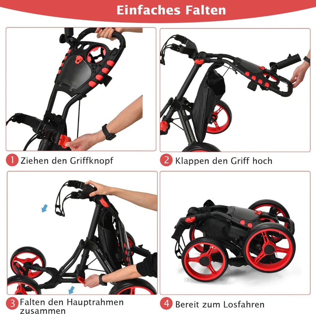 Costway Golfový vozík se 4 koly Golfový vozík Golfový – červený