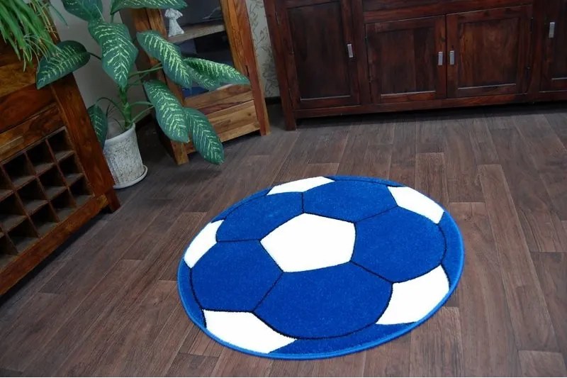Dětský koberec Happy míč modrý - 100 cm kruh