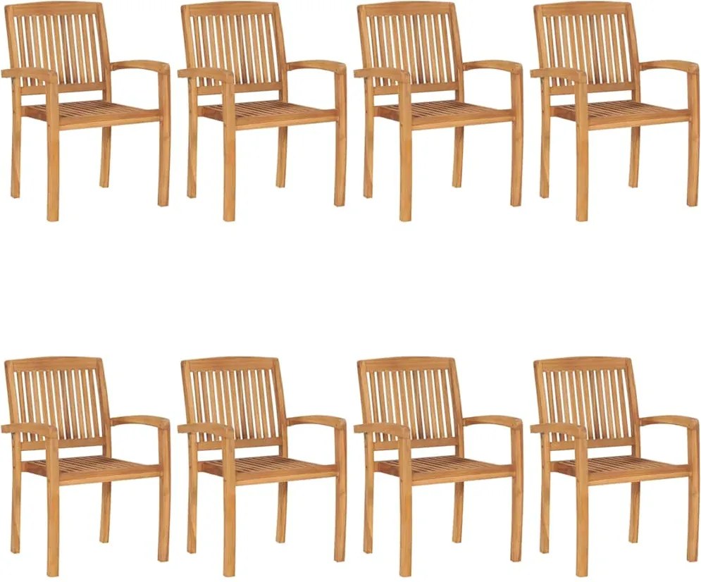 Stohovatelné zahradní židle s poduškami 8 ks masivní teak 3073288