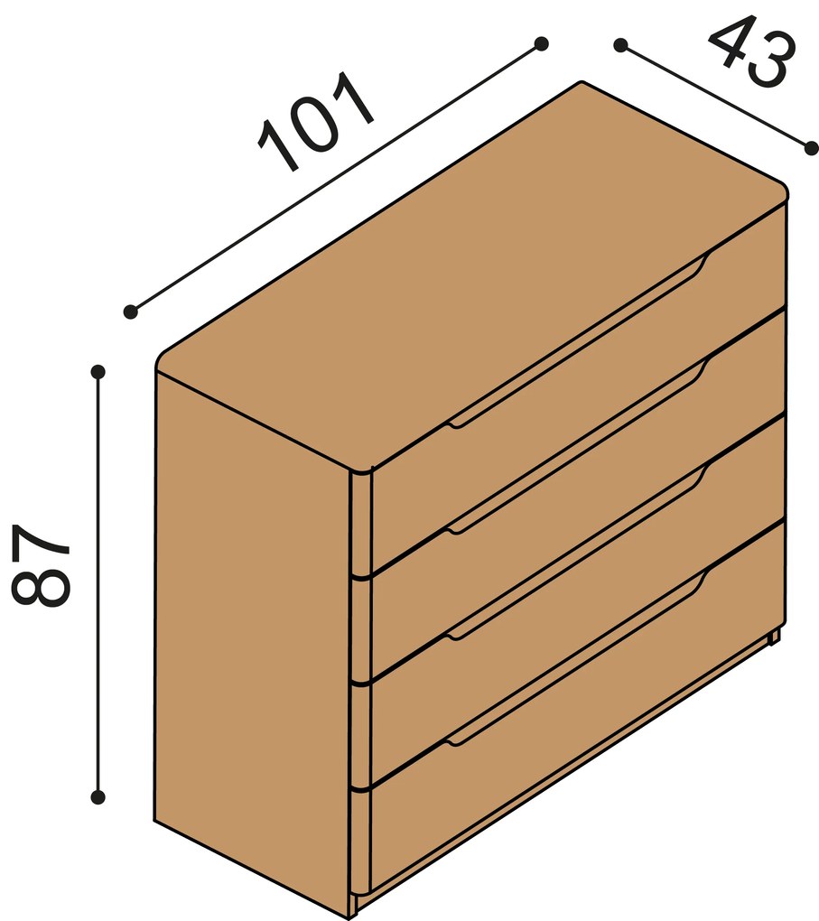 Komoda JELÍNEK FLABO 2Z4 Materiál: Dub, Moření: Cherry