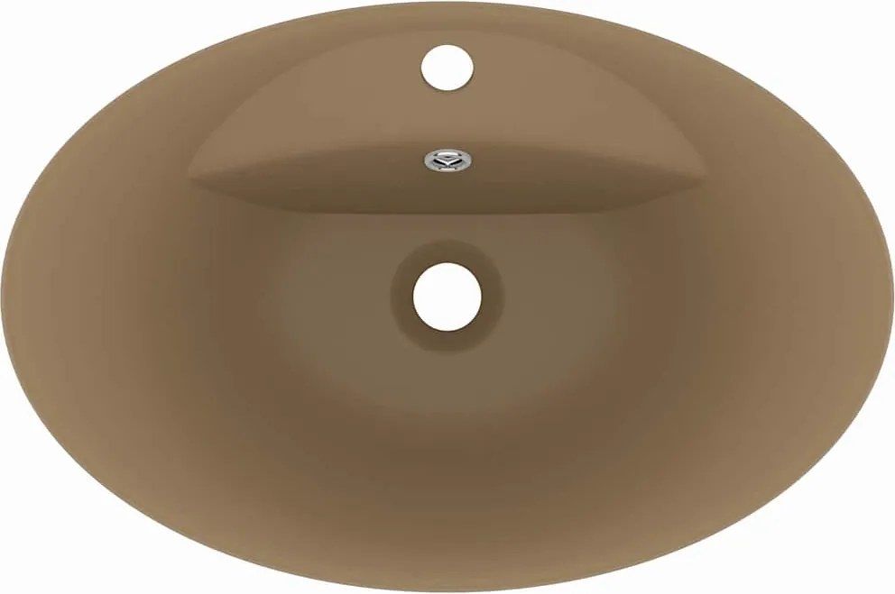 Luxusní umyvadlo přepad oválné matné krémové 58,5x39cm keramika 146941
