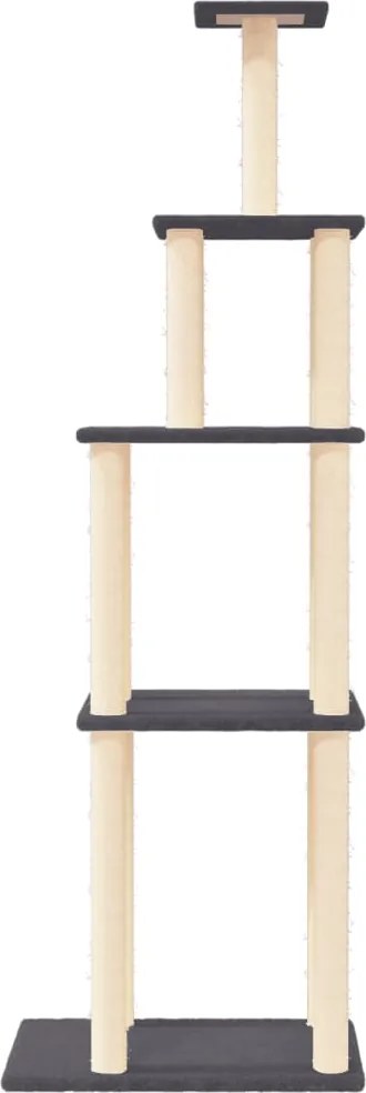 Škrabadlo pro kočky se sisalovými sloupky tmavě šedé 183 cm 171746