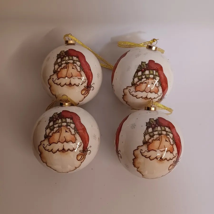 Sada vánočních ozdob koule 8 cm, Santa Claus, plast, balení 6 ks