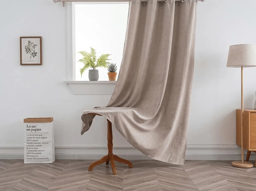 Závěs TAVIO 140x250 cm, světle béžový Zavěšení: Řasící páska