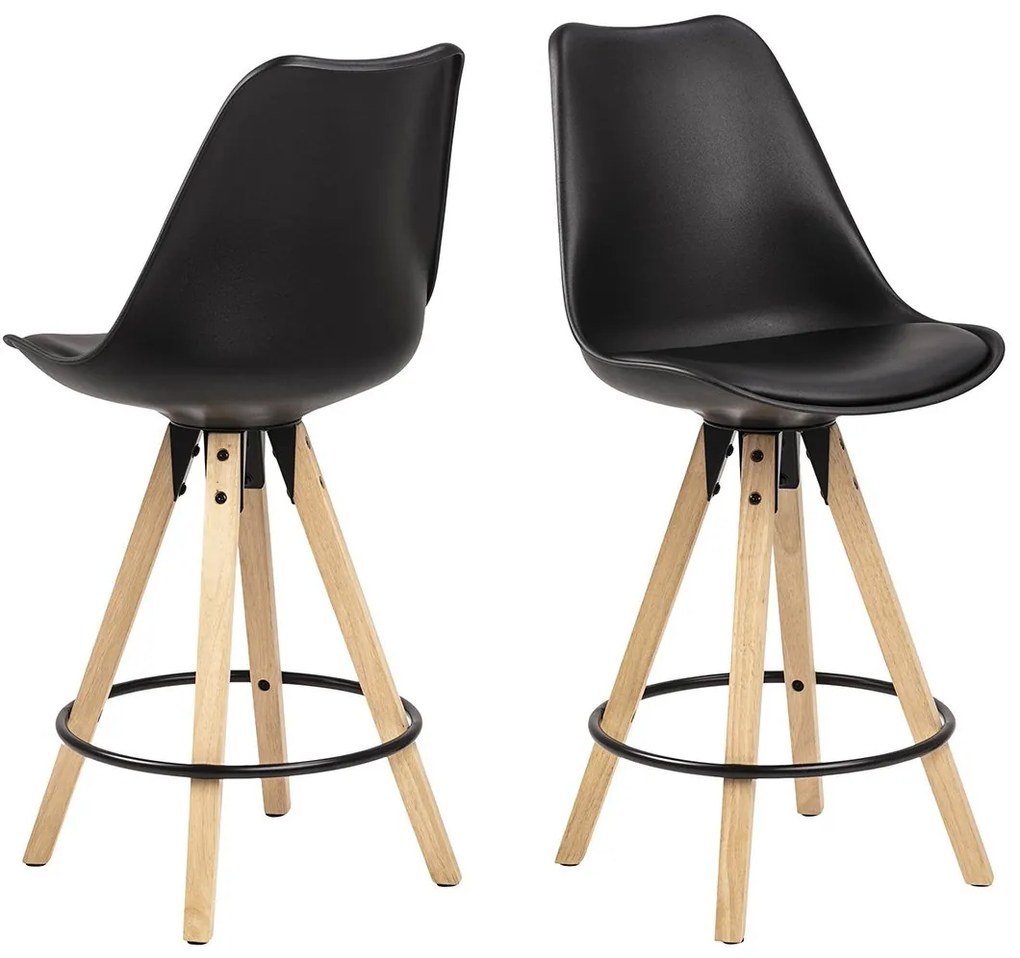 ACTONA Sada 2 ks − Barová židle Dima − černá 101,5 × 48 × 55,5 cm