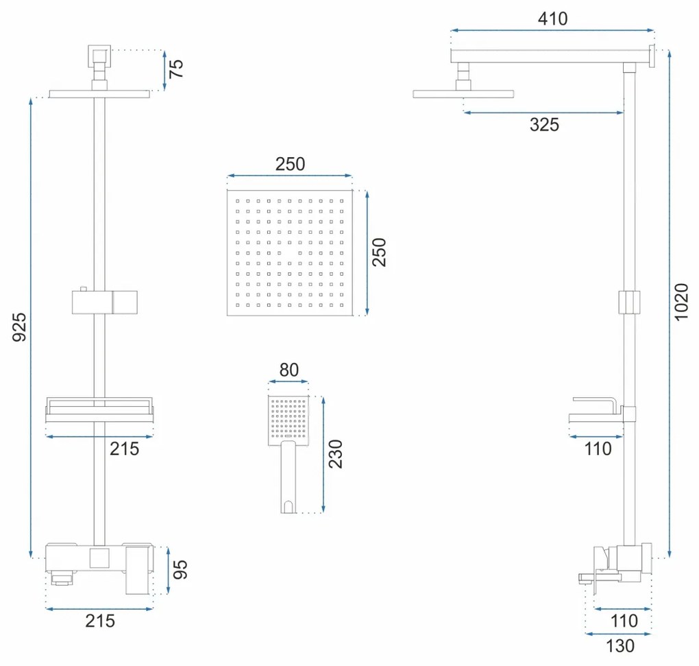 Rea Jack sprchový set s baterií, gold