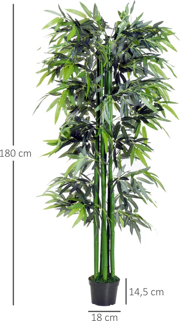 Outsunny umělá rostlina 180 cm umělý bambusový strom s květináčem, klamně skutečný, snadná péče, ideální pro obytné prostory | Aosom.de